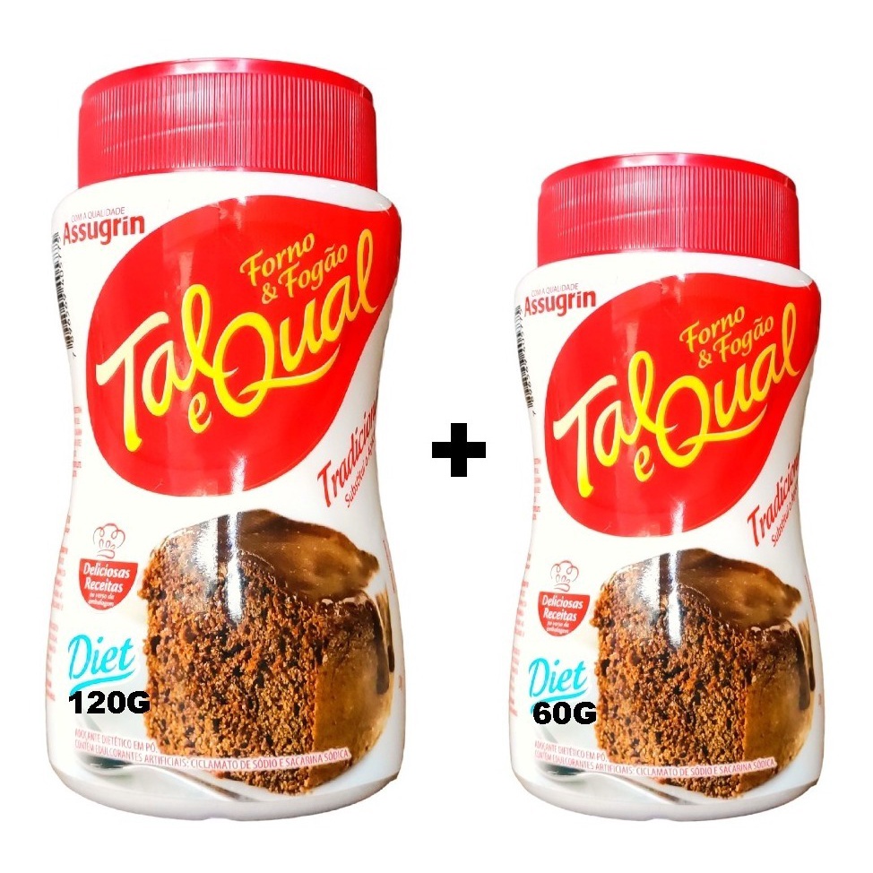 Adocante Tal E Qual Tradicional Forno Fogao 120g+60g Diet | Shopee Brasil