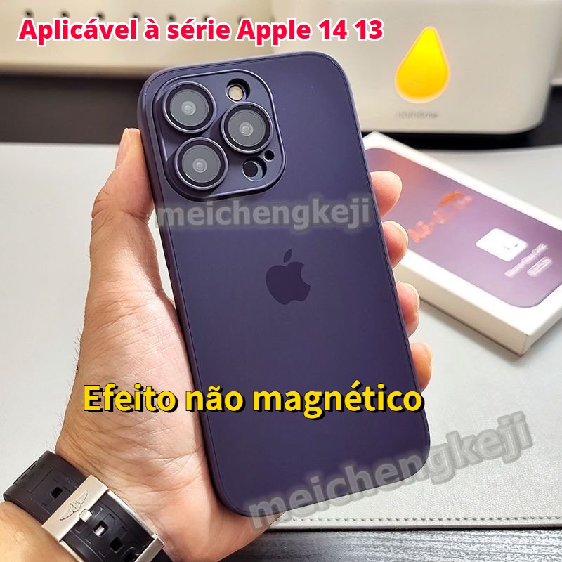 Caixa De Vidro Fosco Roxo Escuro IPhone 14 Plus 13 Pro Max Película ...