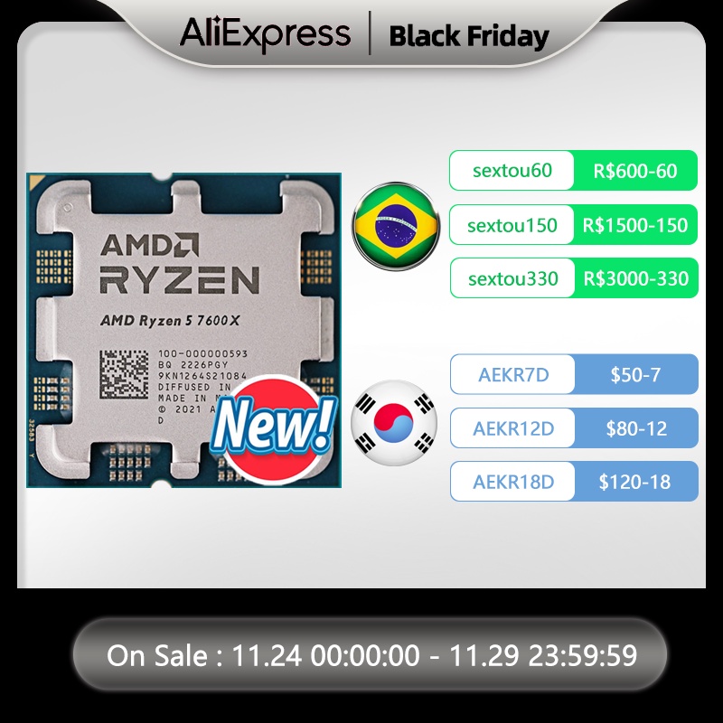 AMD Ryzen 5 7600X R5 7600X 4,7 GHz 6-Core Processador De CPU De 12 ...