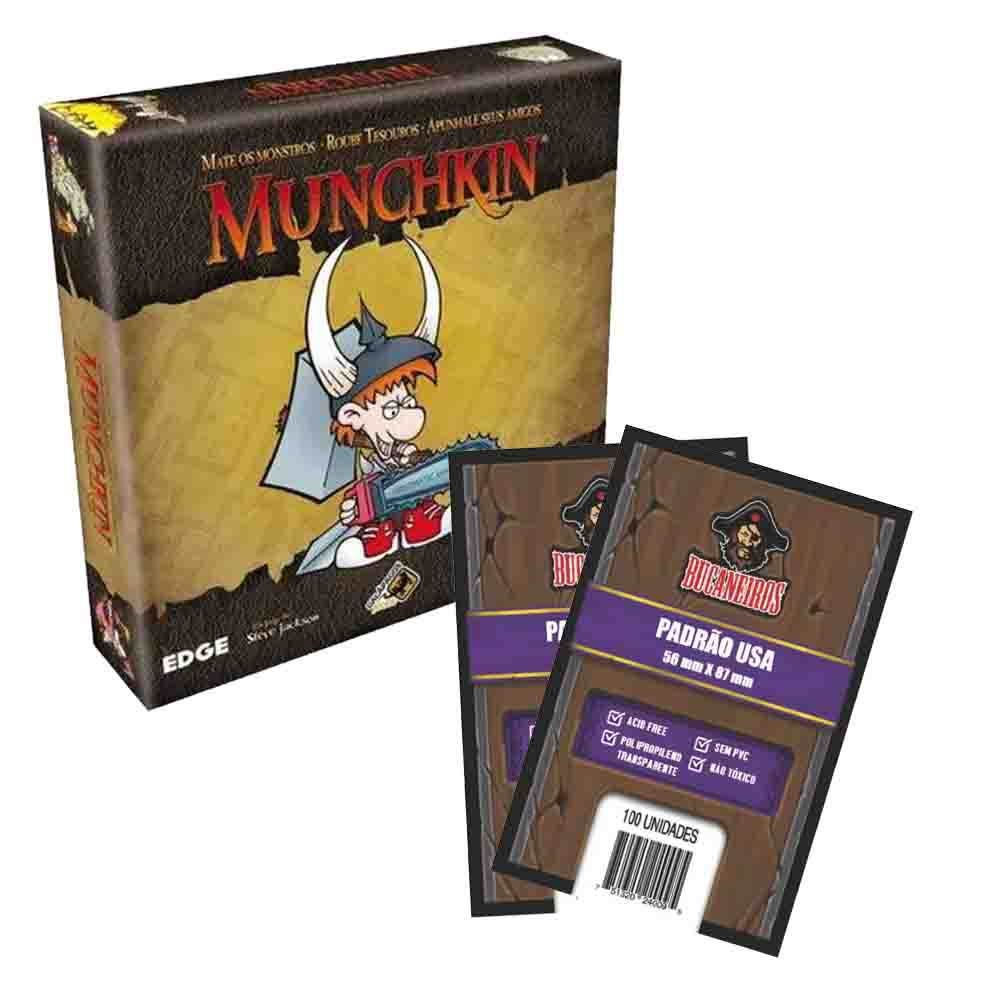 Kit Munchkin + 200 sleeves Padrão USA Jogo de Cartas Galapagos - Corre ...