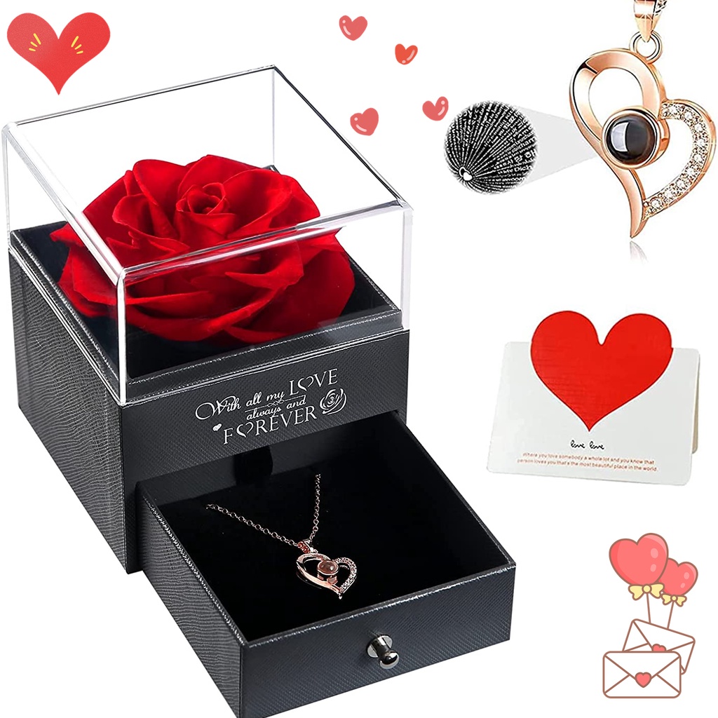 Presente Feminino Para Meninas , Rosa Eterna Com Eu Te Amo Colar ...