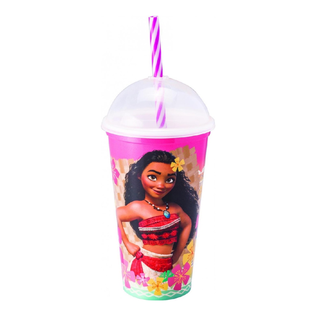 Copo Moana Com Canudo Infantil Shake 500ml | Shopee Brasil