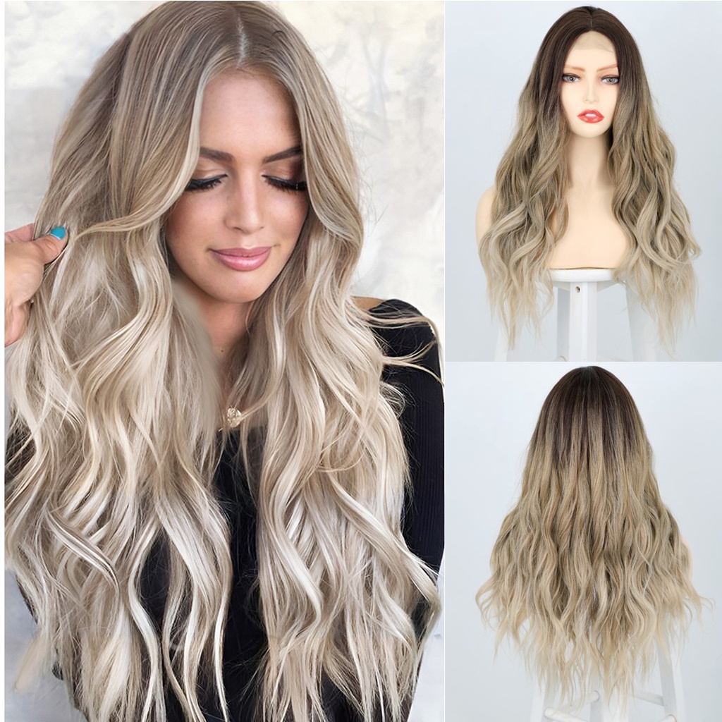 BR372 lace wig peruca cacheada orgânica preta/loira/branca lace cabelo ...