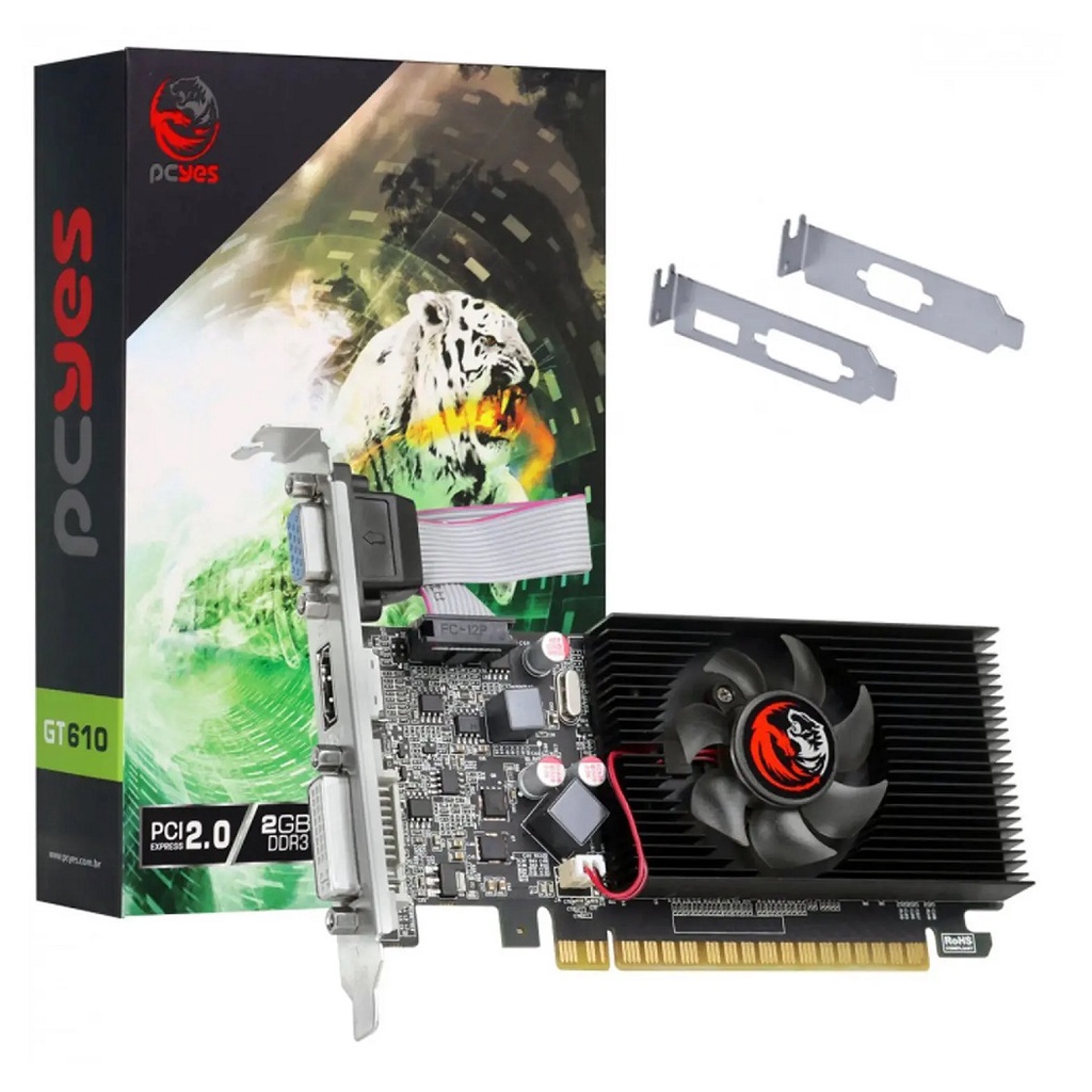 Placa de Video Nvidia Geforce GT610 2gb Ddr3 64 Bits HDMI VGA DVI PCyes 136087 | Shopee Brasil