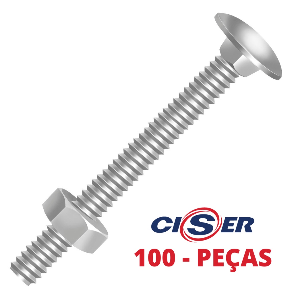 Parafuso Frances 1 4 X 2 1 2 Com Porca E Arruela 100 Uni Desconto