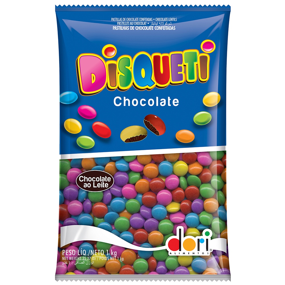 Chocolate Disqueti Confete Colorido 1Kg Dori | Shopee Brasil
