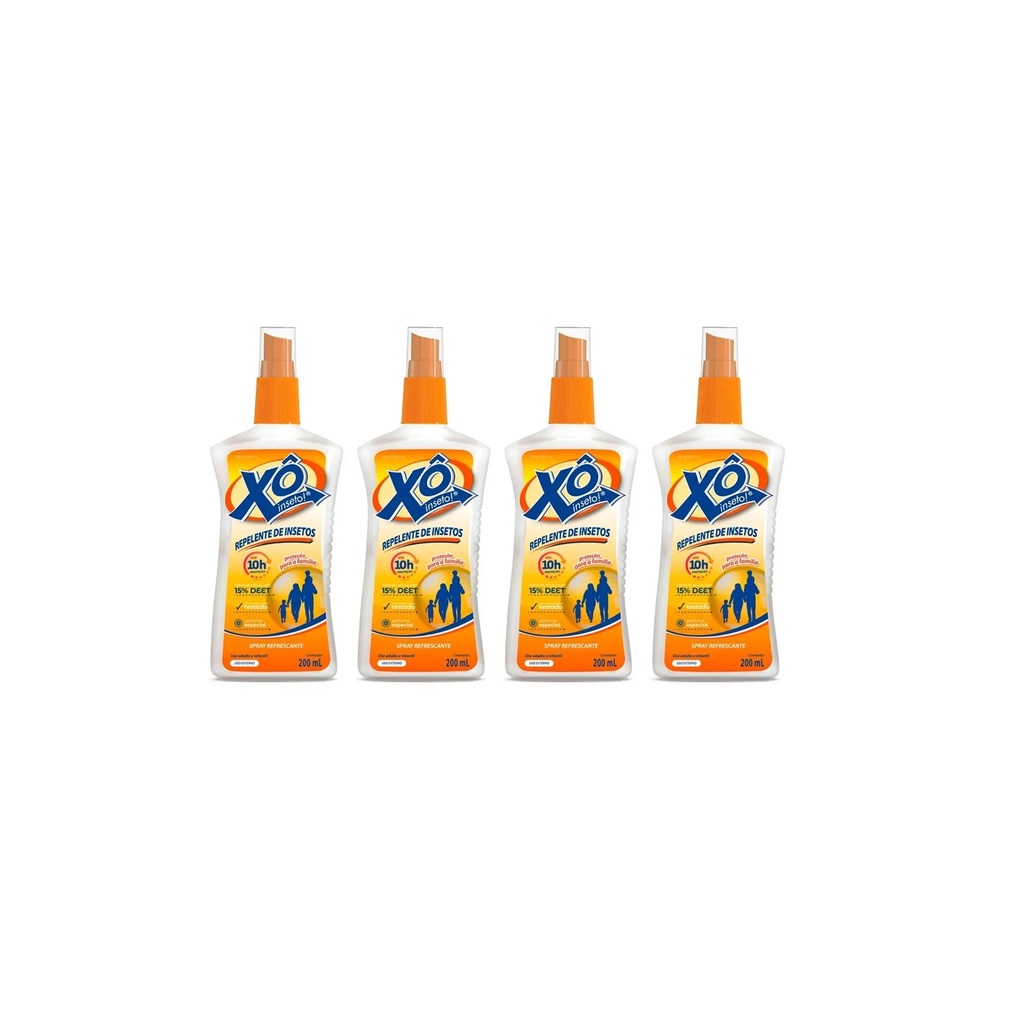 Kit 4 unidades repelente xo inseto spray 200ml | Shopee Brasil