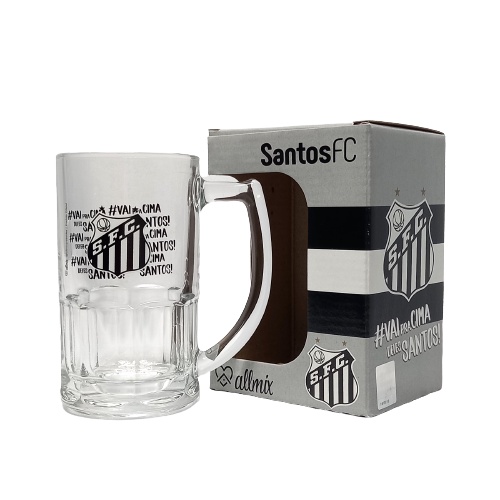 Caneca de vidro cerveja chopp festa presente time 340ml Santos | Shopee Brasil