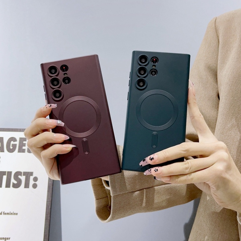 Capa Magnética De Silicone Líquido Luxuosa De Luxo Para Samsung Galaxy S23 S22 S21 Plus Ultra ...