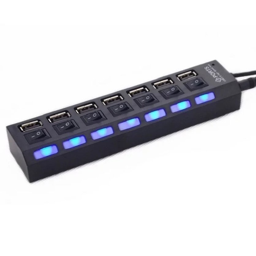 7 Ports Universal Design Home Office LED USB 2.0 Adapter Charging Hub ...