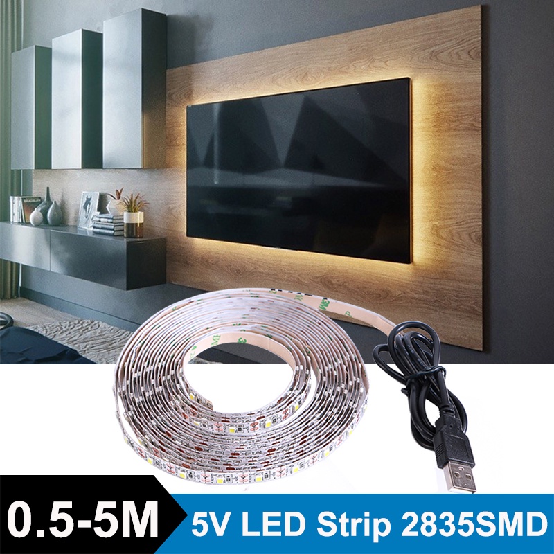 Fita De Luz LED SMD 2835 Branco Flexível/Quente Para TV Sala De Estar ...