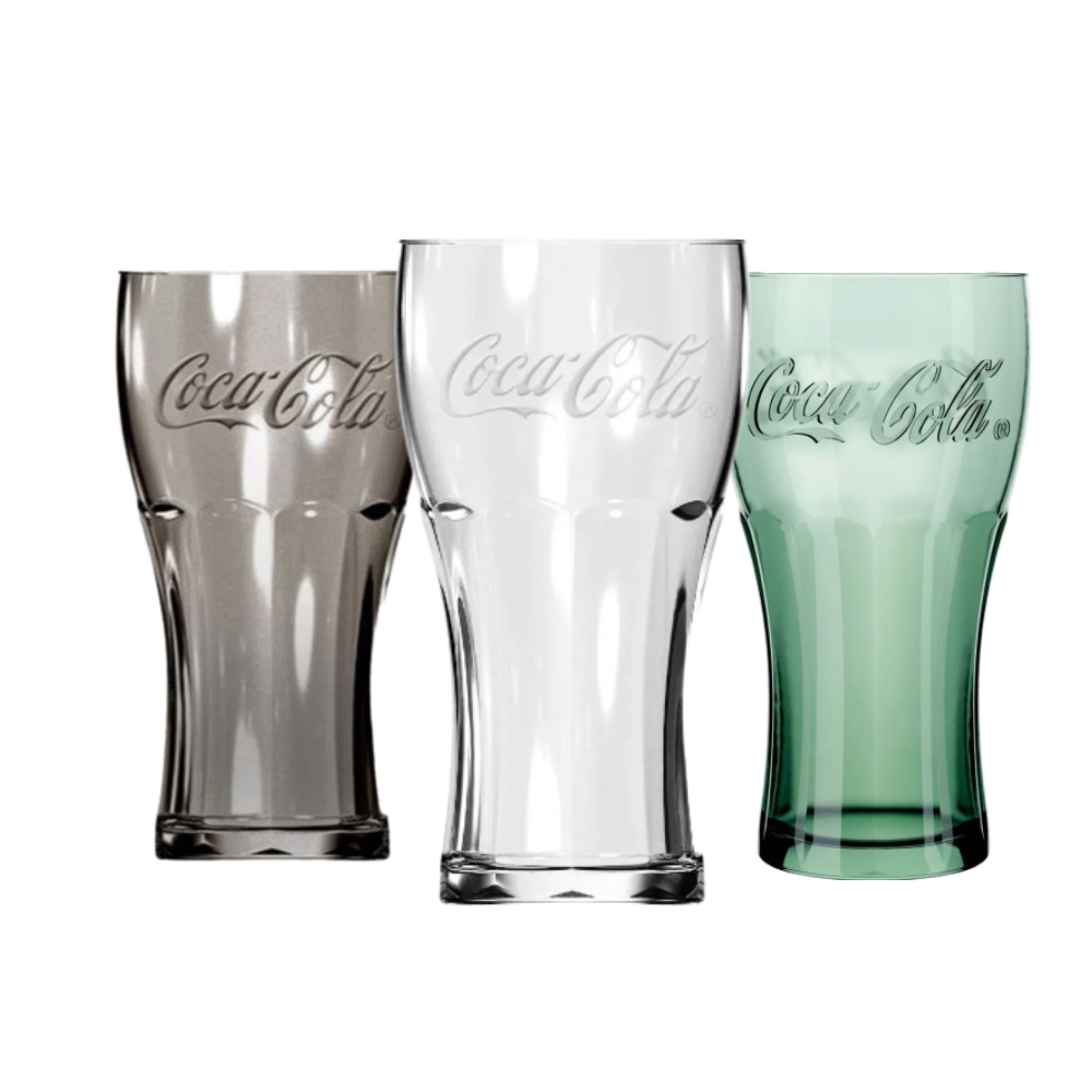 Jogo De Copos Contour Coca Cola Copo Cinza Verde 470ml - 3 Unid ...