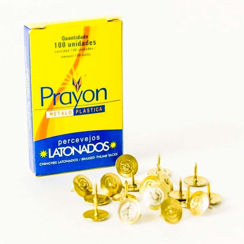 Percevejo latonado caixa com 100 unidades Prayon | Shopee Brasil
