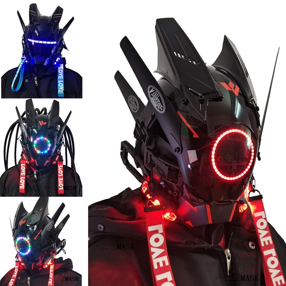 Máscara Cyberpunk Acessórios Punk Capacete Tecnologia Mecânica LED ...