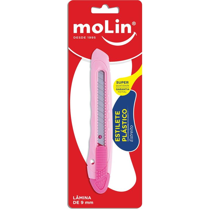 Estilete estreito MOLIN rosa 9mm blister | Shopee Brasil