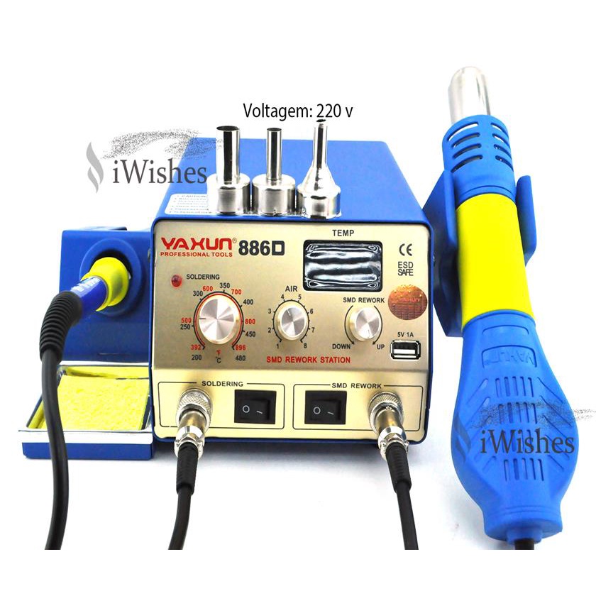 Estacao De Solda 886d (220v) Retrabalho Yaxun Ar Quente 2in1 Reparo Celular Bancada | Shopee Brasil