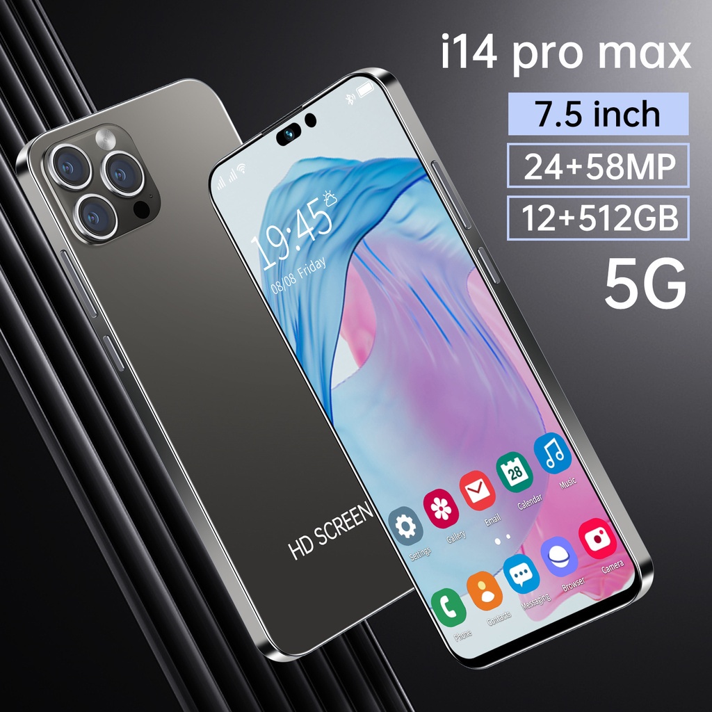Smartphone i14 Por max 7,5 Polegadas 12GB RAM + 512GB ROM Android ...