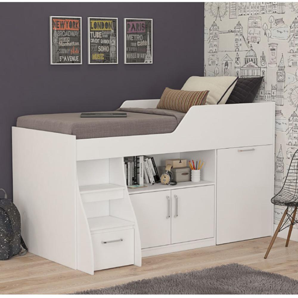 Cama Multifuncional Solteiro 100% MDF 2 Portas 1 Gaveta Nicho ...