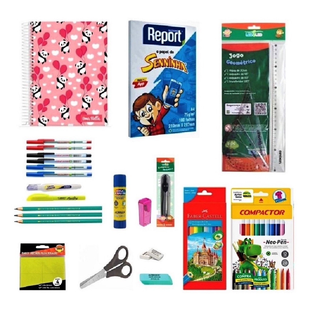 Kit Material Escolar Completo - 23 Itens | Shopee Brasil