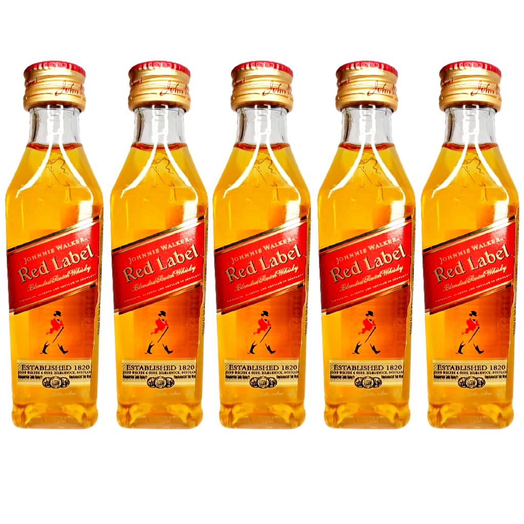 Combo 05 Mini Whisky Johnnie Walker Red Label 50ml | Shopee Brasil