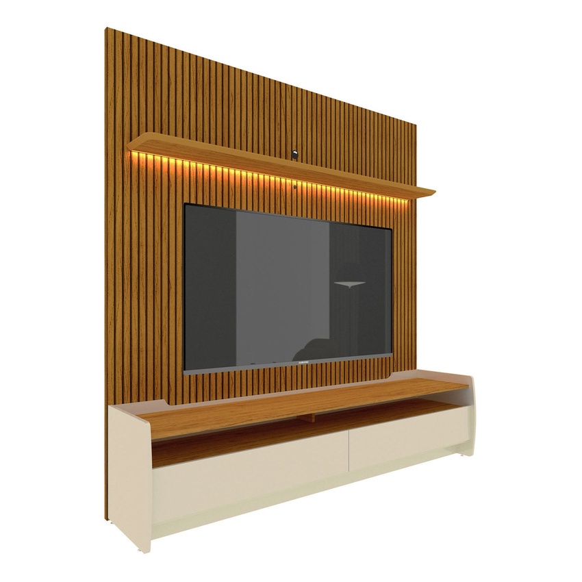 Rack Com Painel P/ Tv Led Lcd Ripado 3d 180 Cm Naturale | Shopee Brasil