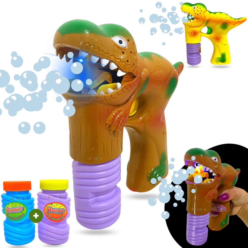 Arma De Bolhas Dinossauro De Brinquedo Solta Bolhas Som Luz | Shopee Brasil