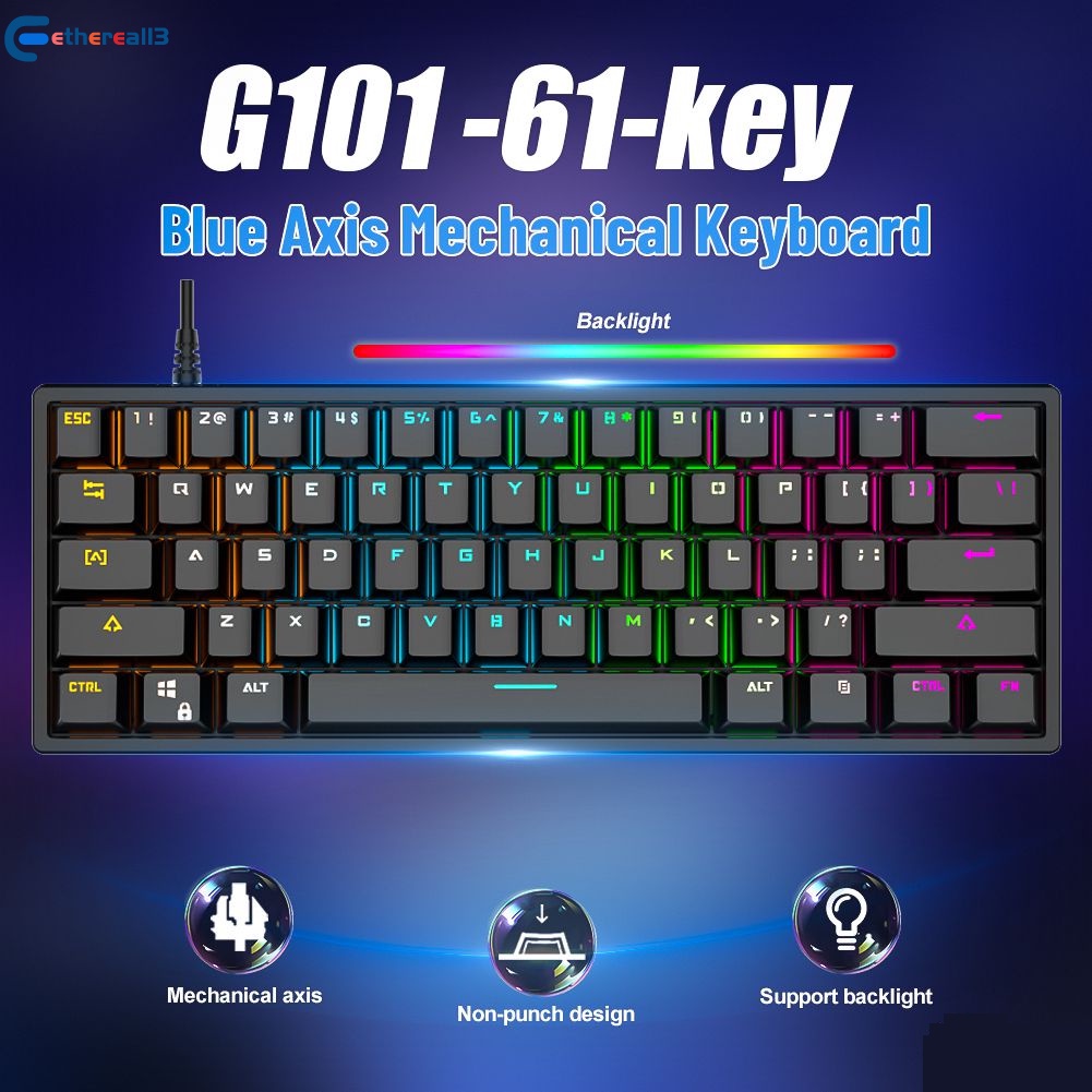 G101 Mini 61 Chaves Led Rgb Usb Luminosa Teclado Para Jogos Com Fio Teclado Do Computador ...