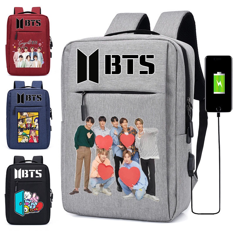 Mochila BTS Para Mulheres Notebook Homens Coreana Estudantes Escolar De ...