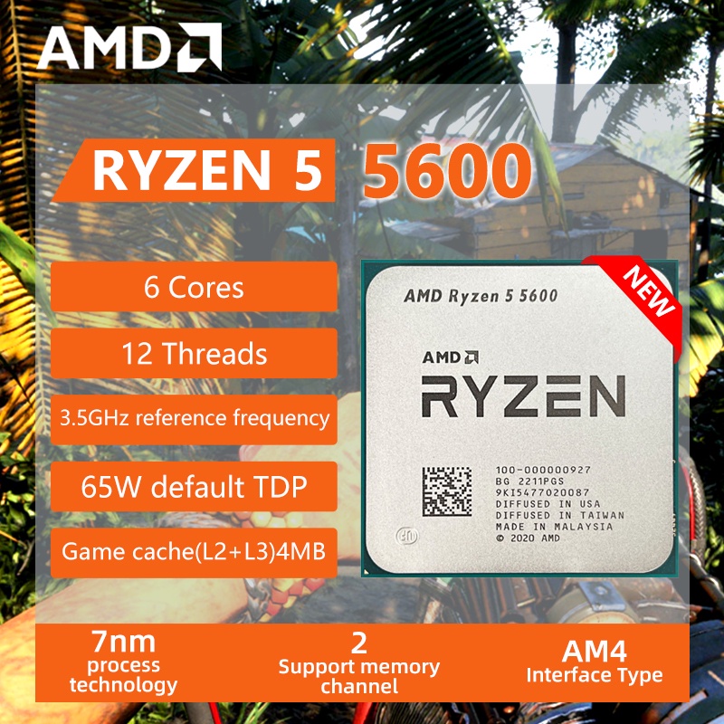 Novo AMD R5 5600 Ryzen 5 5600 3,5 GHz 6-Core Processador De CPU De 12 ...