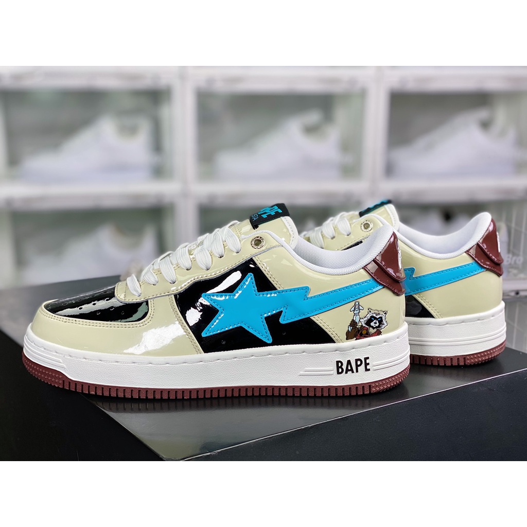 BAPE STA Tênis Triplo Branco Skateboard Novo Estilo Junta Street Ape ...