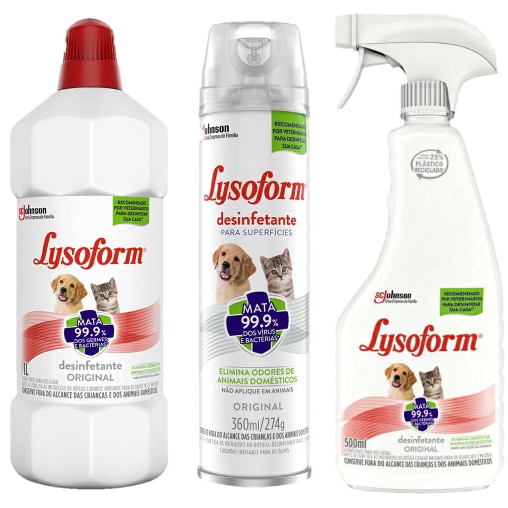 Desinfetante Pets Lysoform Spray Gatilho Elimina Odores Cachorro Gato ...