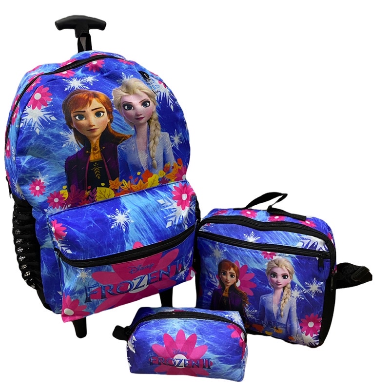Kit Mochila Escolar Frozen Com Rodinhas+ Toalhinha e Potinhos (Pronta ...
