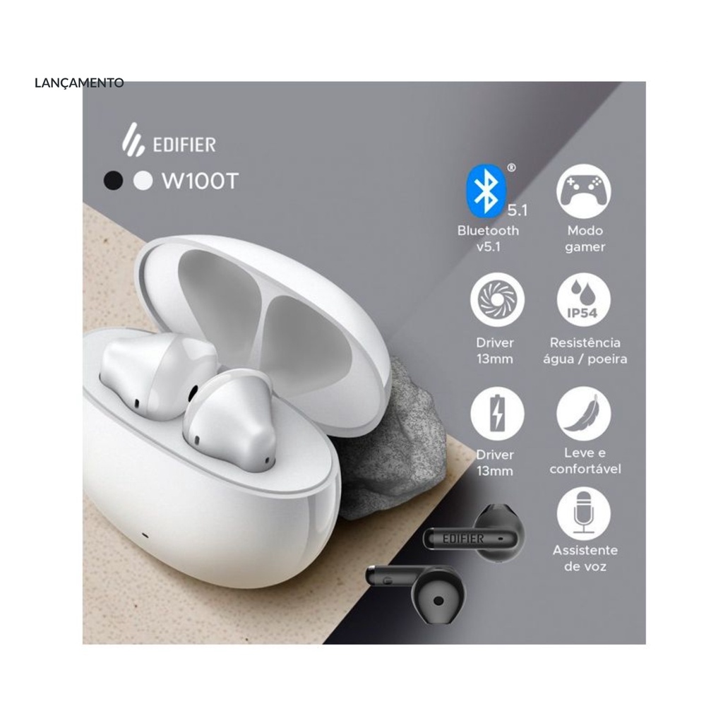 Fone De Ouvido Bluetooth 5.1 Edifier Tws Touch Control W100t Tipo C - Branco | Shopee Brasil