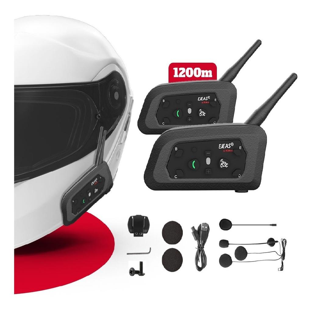 Kit 2 Intercomunicador Fone Capacete V6pro 1200m Bluetooth | Shopee Brasil
