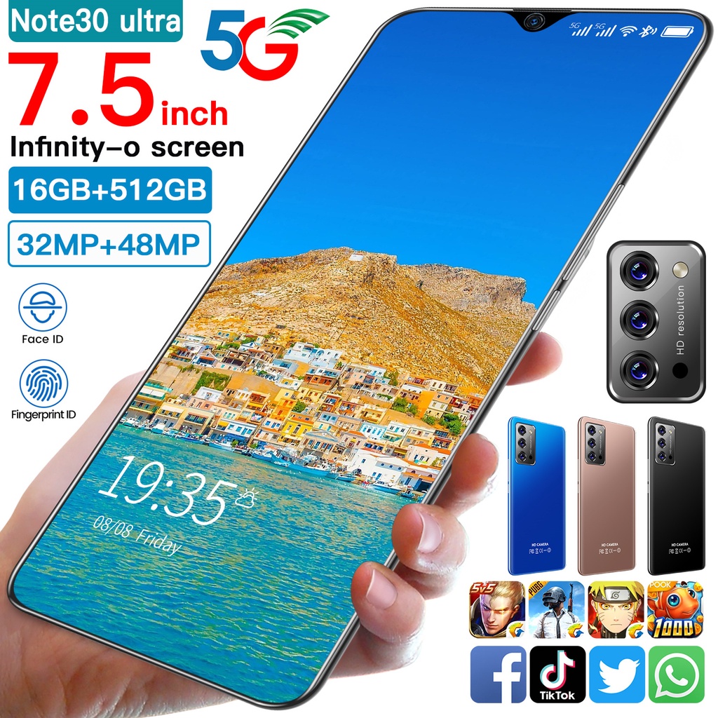 Original Note30 Ultra 7.5 Polegadas 16GB 512GB 4K Tela Cheia Barato 5G/Wifi Dual sim Jogo Livre ...