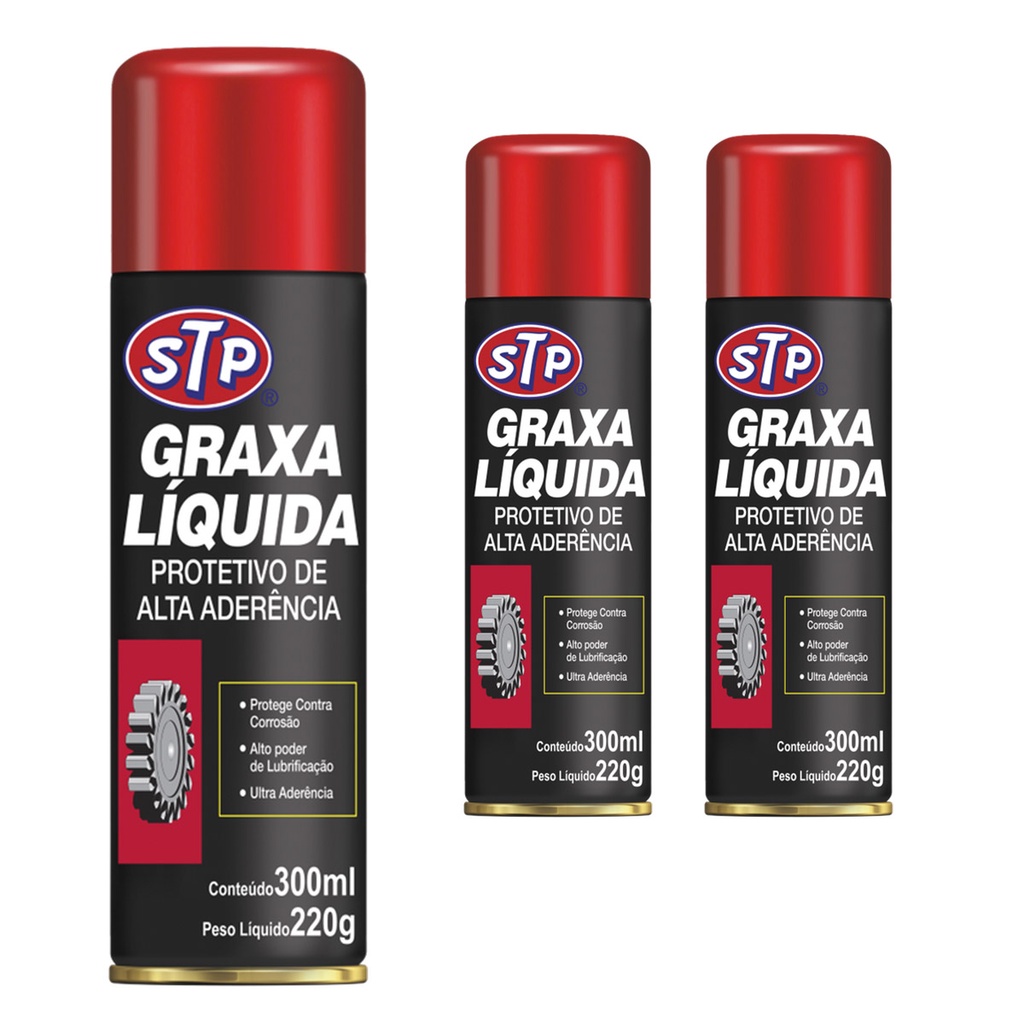 Kit 03 Graxa Líquida Spray 300ml lubrificante de alta aderência ao ...