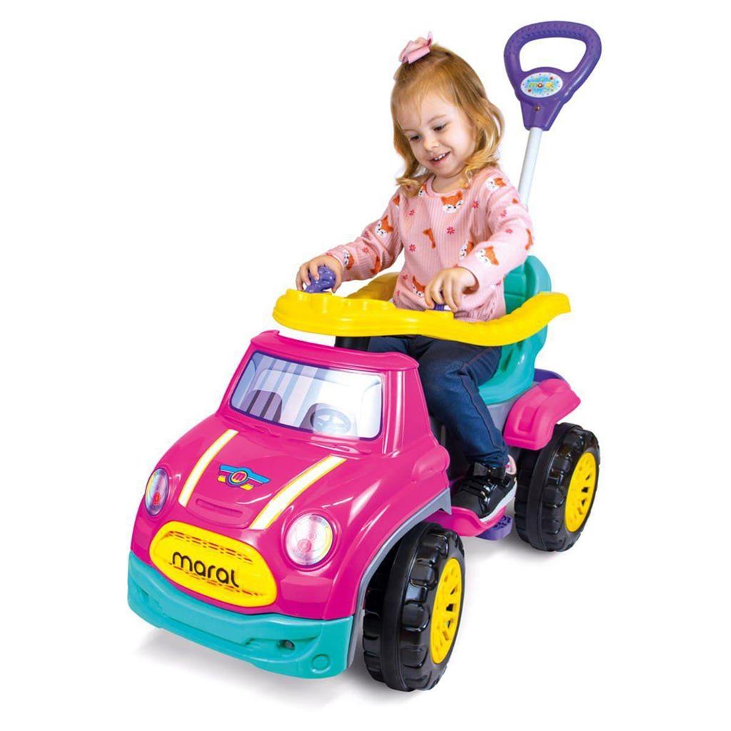 Carrinho de Passeio ou Pedal Infantil Com Empurrador Rosa | Shopee Brasil