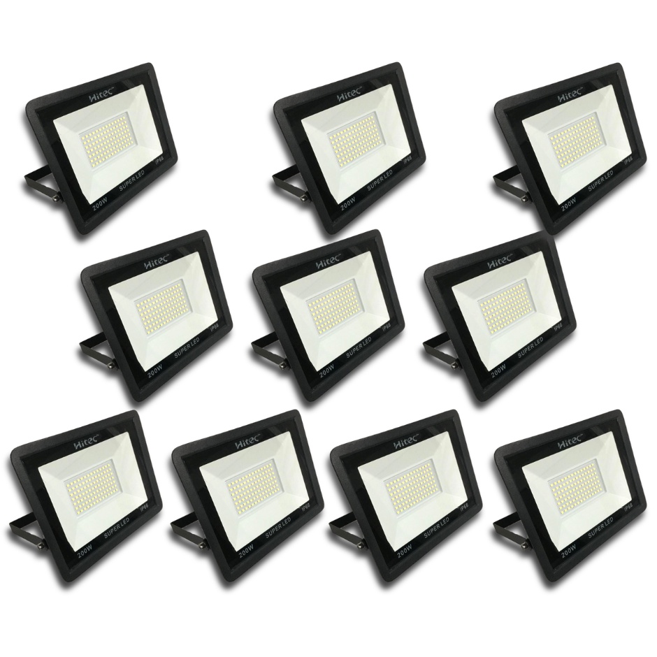 Kit 10 Refletor Led 200w Holofote Bivolt Branco Frio | Shopee Brasil