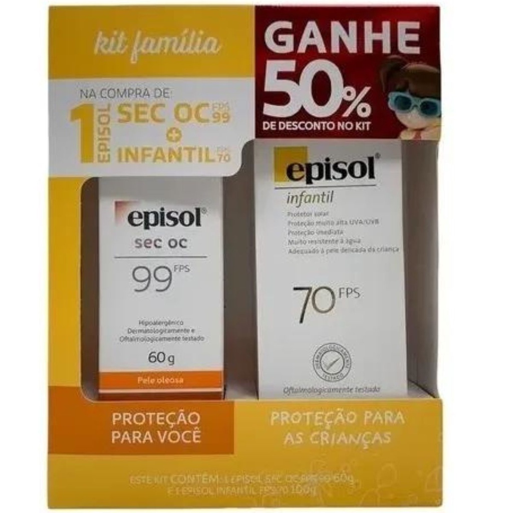 Kit Episol Facial Sec Oc Fps 99 60g + Infantil Fps 70 100g | Shopee Brasil