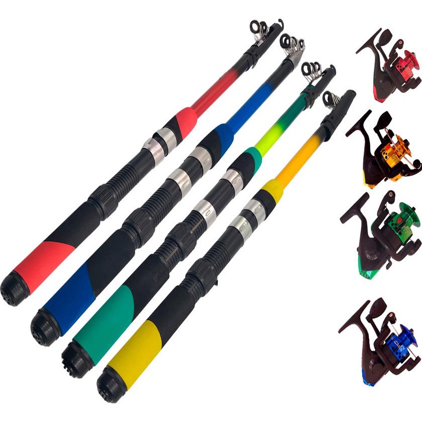 Pesca Completa 4 Varas de Pescar 1.8m + 4 Molinetes para Pescador ...