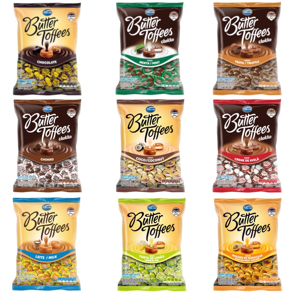 Bala Recheada Arcor Butter Toffees Sabores - 500g | Shopee Brasil