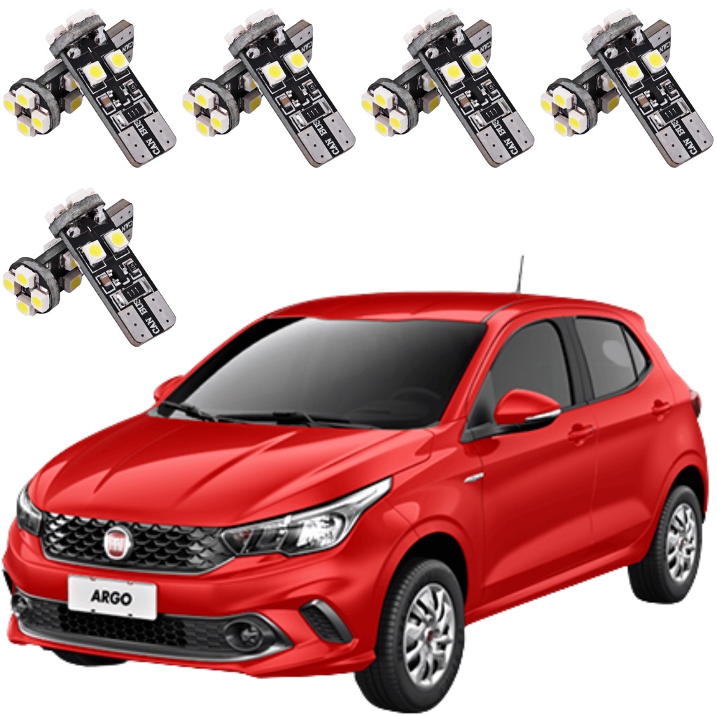 Kit Lâmpada Led T10/Pingo Fiat Argo 2018 2019 2020 2021 2022 Canbus ...
