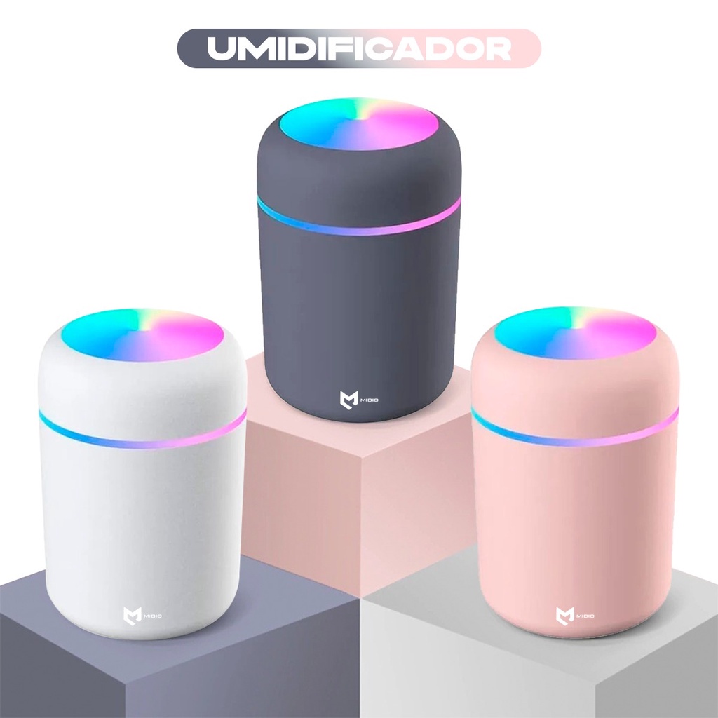 Umidificador de Ar Portátil 300ml Led Rgb Purificador Difusor ...