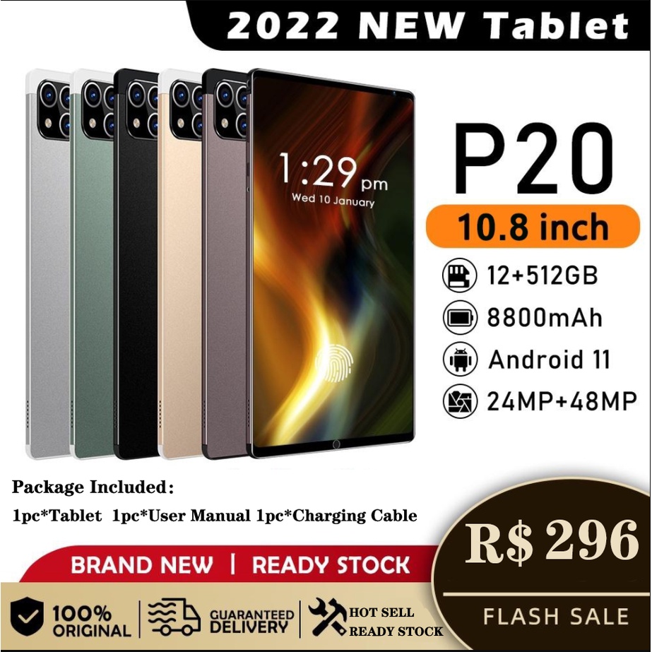 2022 Nova Tablet 5G Galaxy 12 Polegadas P20 1GB + 16 Gb De Aprendizagem ...