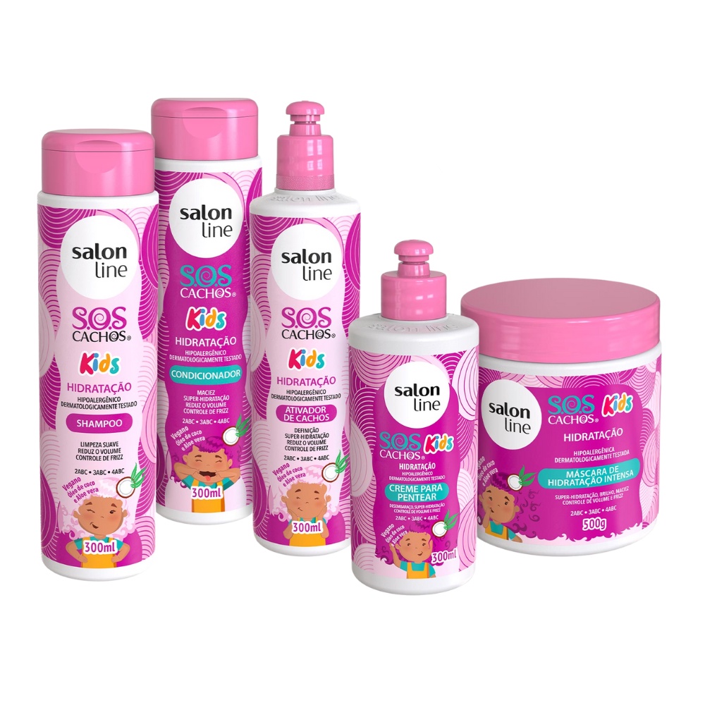 Kit Tratamento Capilar Sos Cachos Kids Infantil Salon Line | Shopee Brasil
