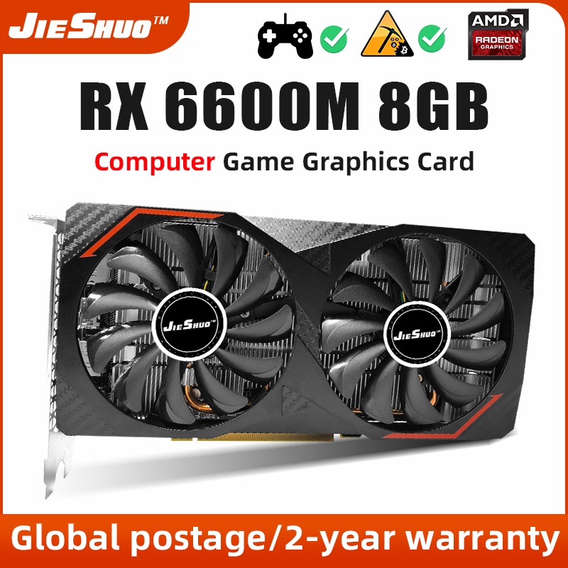 JIESHUO RX 6600M Placa Gráfica GPU GDDR6 128-bit 14 Gbps 7nm Suporte ...