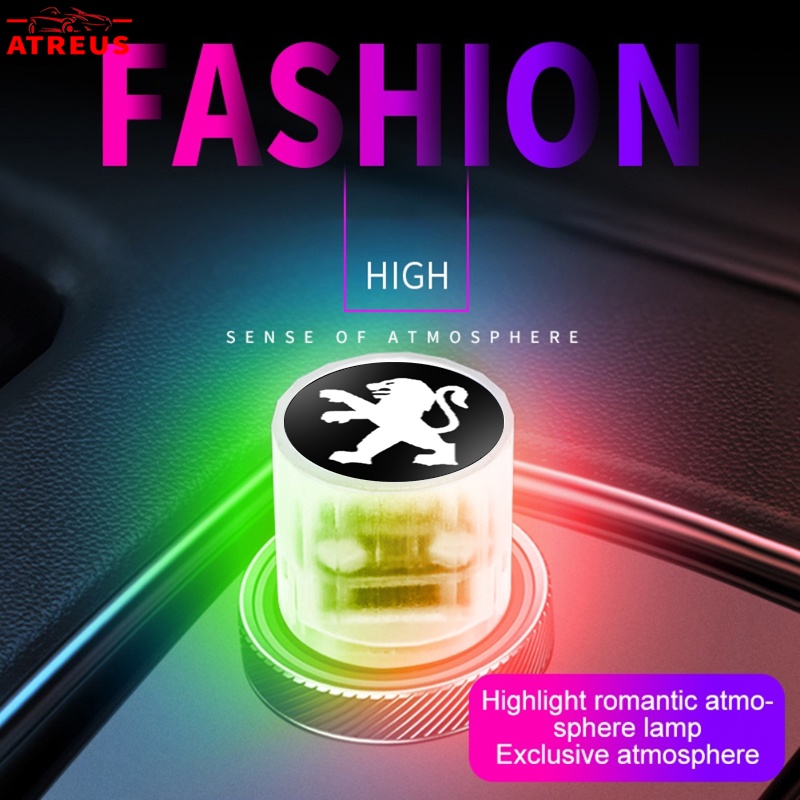 1pc Peugeot Carro Luzes LED USB Auto Decorar Luz Portátil Plug Atmosfera Para 206 208 207 307 ...