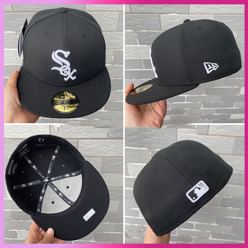 Boné liso preto da MLB Chicago White Sox New York Yankees com fechamento completo hip hop ...