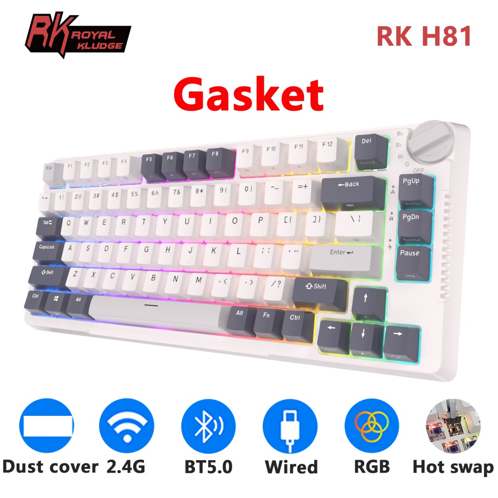 RK H81 Royal Kludge Estrutura De Junta Trimode Teclado Mecânico 81 ...