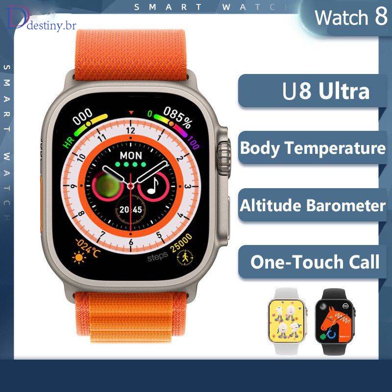 U8 Ultra Série 8 Chamada Bluetooth Relógio Inteligente Homens Hd Scren ...